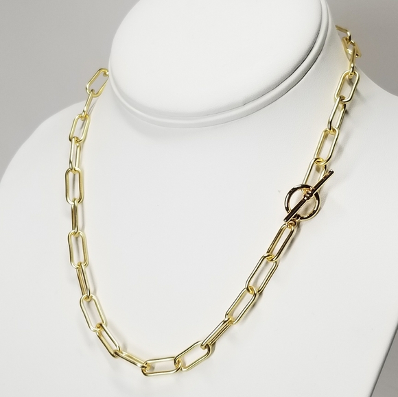 Jewelry | New Matte Gold Paperclip Links Toggle Necklace | Poshmark